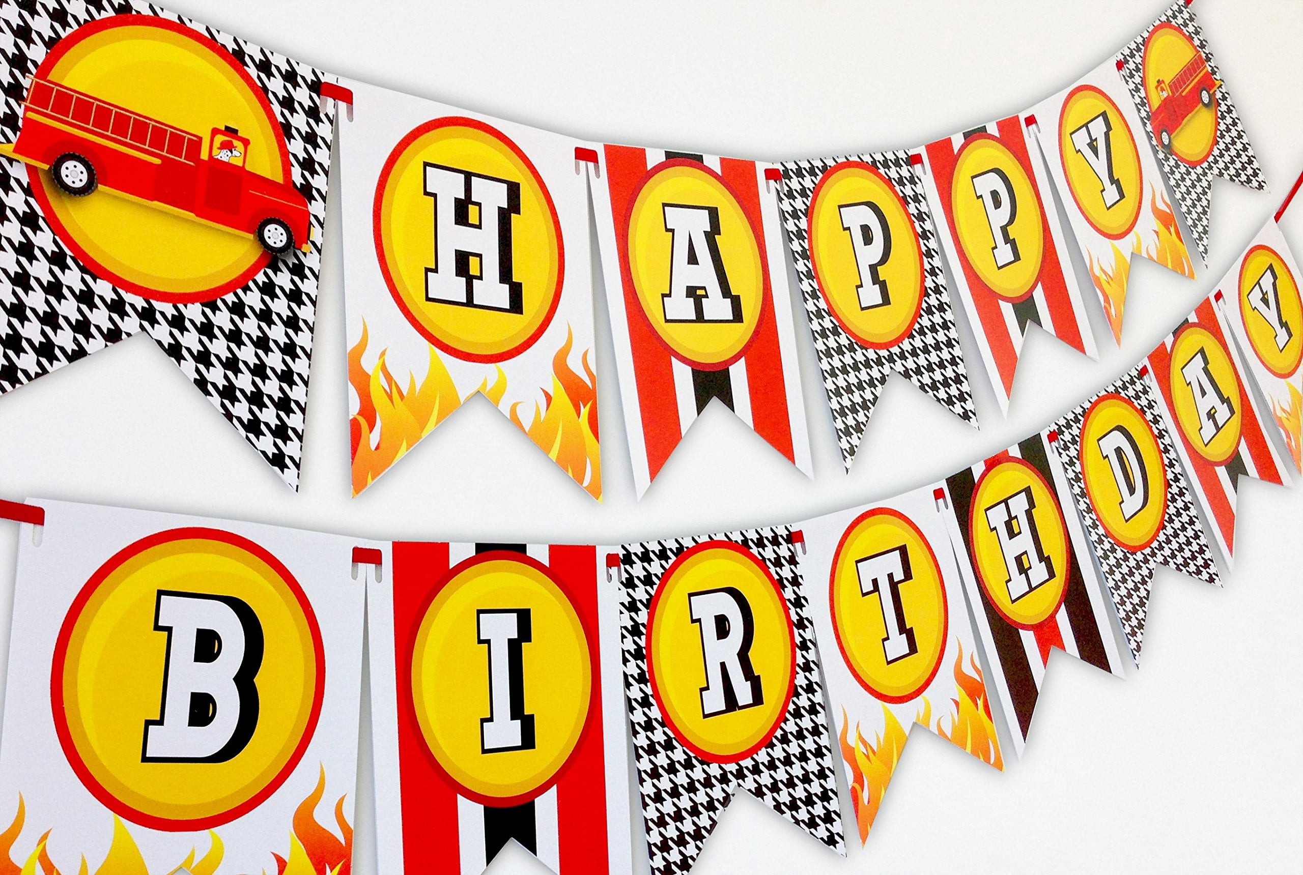 Fireman Party Happy Birthday Banner - Firefighter Party Decorations ...