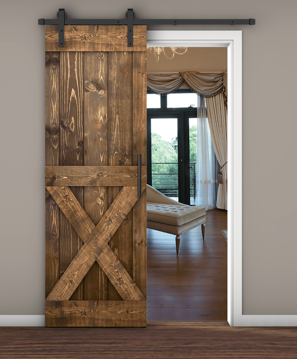 Essencaliy 28in x84in Solid Wood Barn Door, Made-in-USA Farmhouse ...
