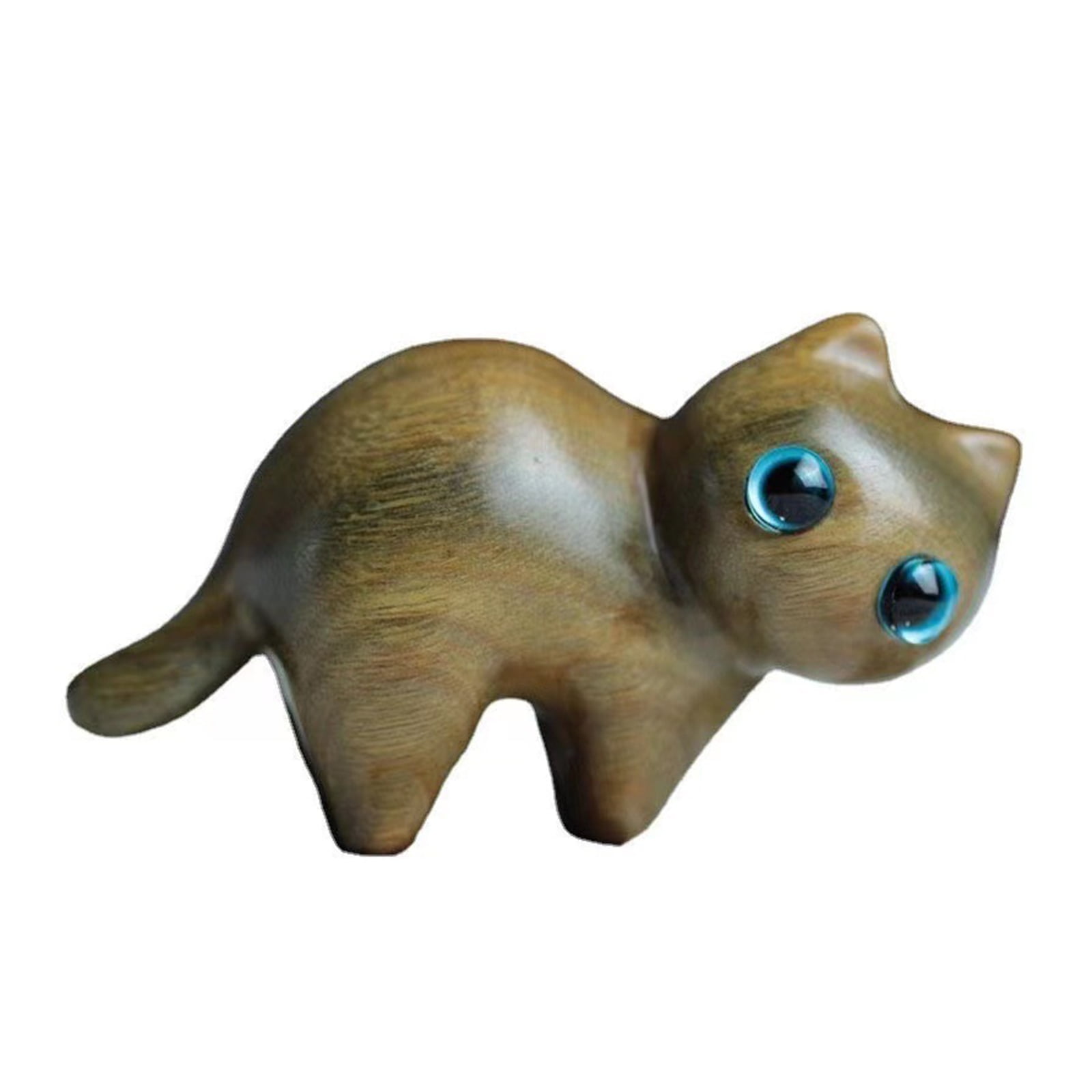 Sandalwood Hand Carved Wood Cat Kitten Wooden Statue Handmade Wood ...