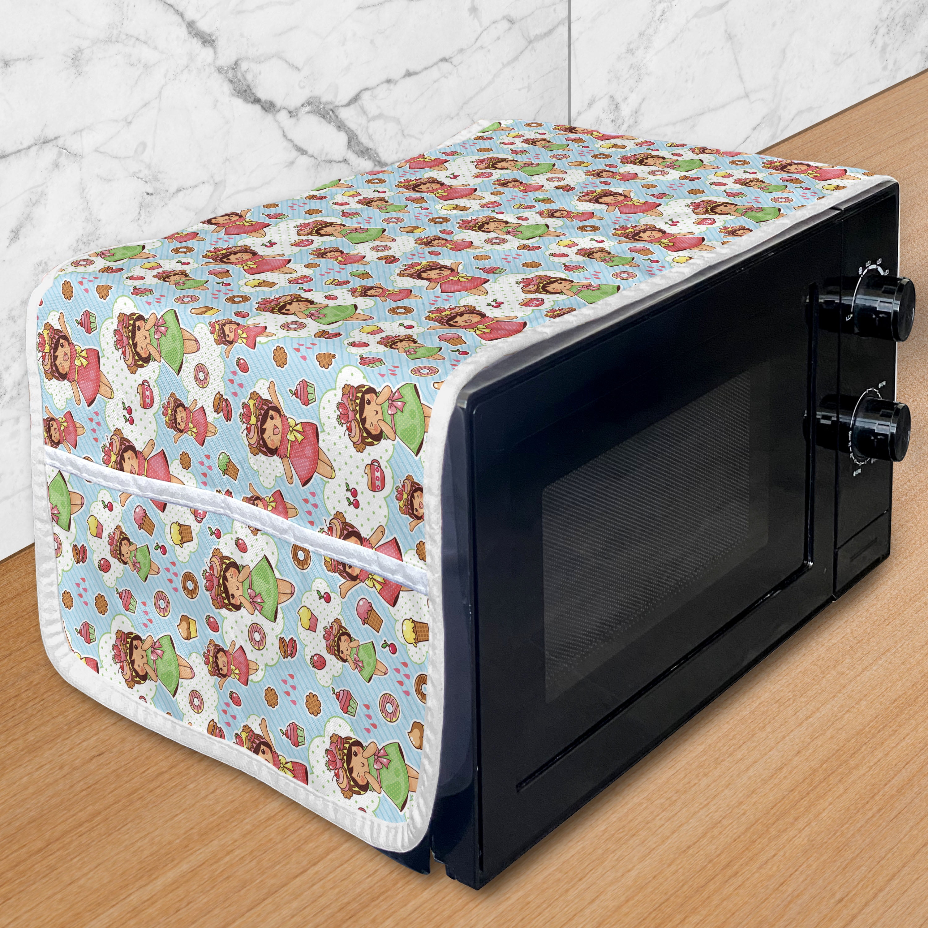 Anime Microwave Oven Cover, Little Girls with Fruit Waffle Hats Cookies ...