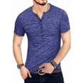 Blue Cationic Stretch Comfort Mens Short Sleeve Henley Slim Fit T-Shirt ...