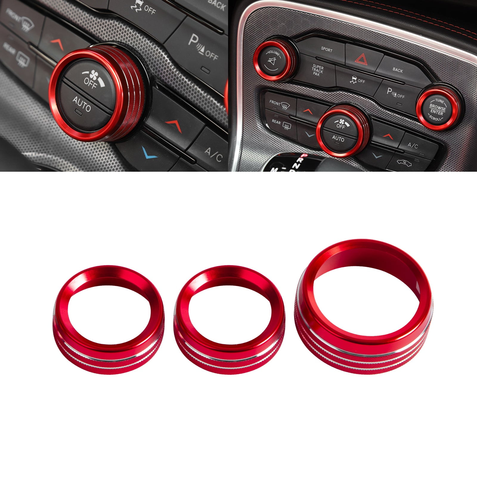 Xotic Tech 3PCS Red Alloy Aluminum AC Radio Volume Adjust Control ...