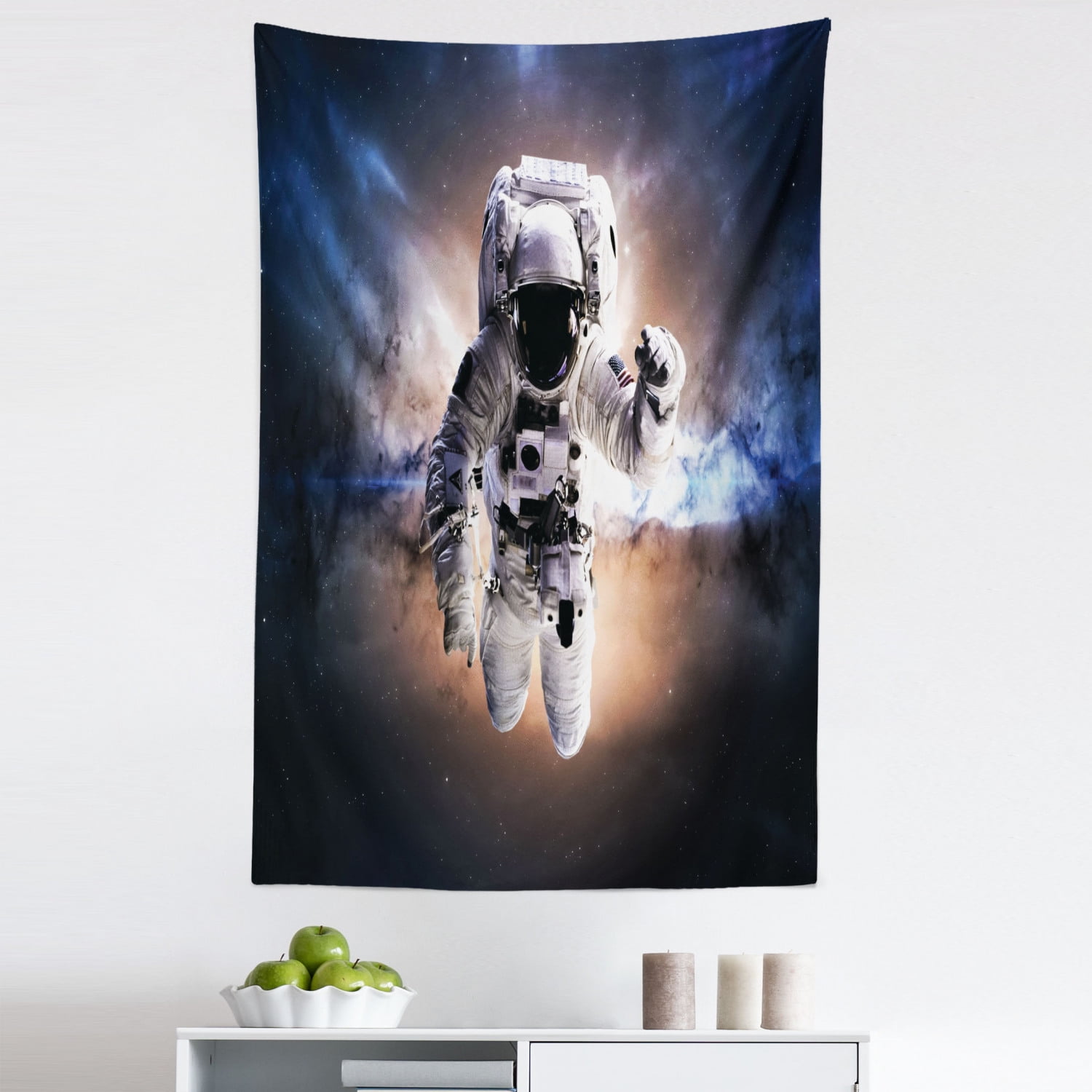 Astronaut Tapestry, Floating Astronaut in Space Nebula Heavenly Bodies ...