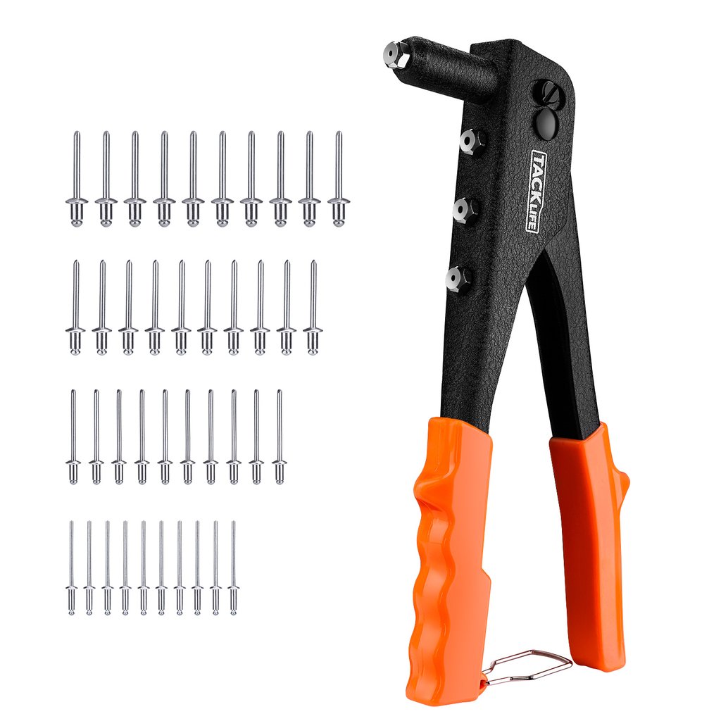 TACKLIFE Rivet Gun Hand Riveter With 40pcs Metal Rivets Professional