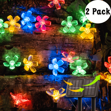 23ft 50 LED Solar Flower String Lights, Outdoor Cherry Blossoms Solar ...