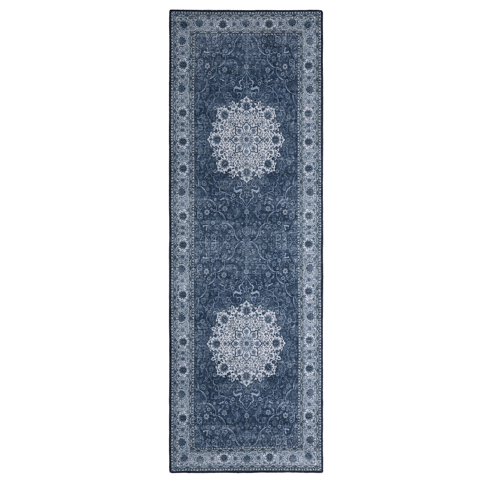 WhizMax 2' x 6' Blue Runner Rug Floral Print Vintage Persian Runner Rug ...