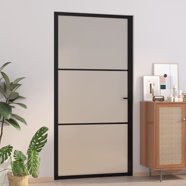vidaXL Sliding Door ESG Glass and Aluminum 40.4"x80.7" Black - Walmart.com