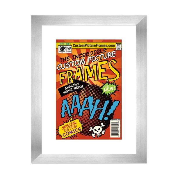 Silver Comic Book Frame with White Mat - 1 Opening to Display 1 7.25 ...