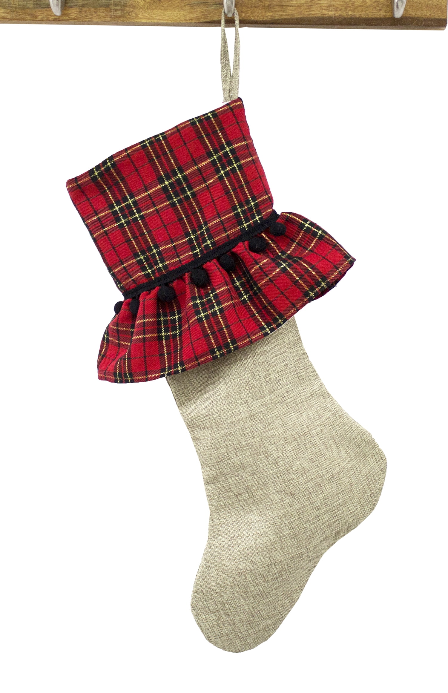 Holiday Tartan Plaid Ruffle Border Decorative Christmas Stocking (Plaid ...