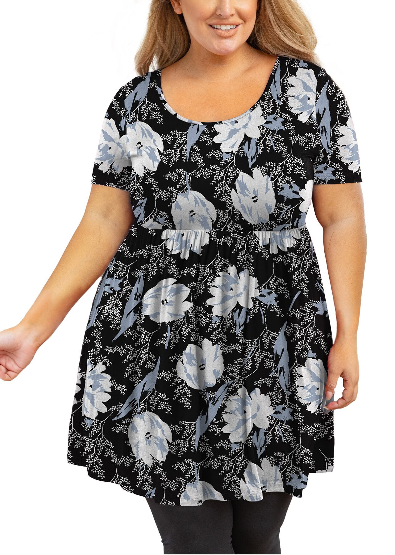 SHOWMALL Women's Plus Size Tunic Short Sleeve Scoop Neck Lily 3X Top ...