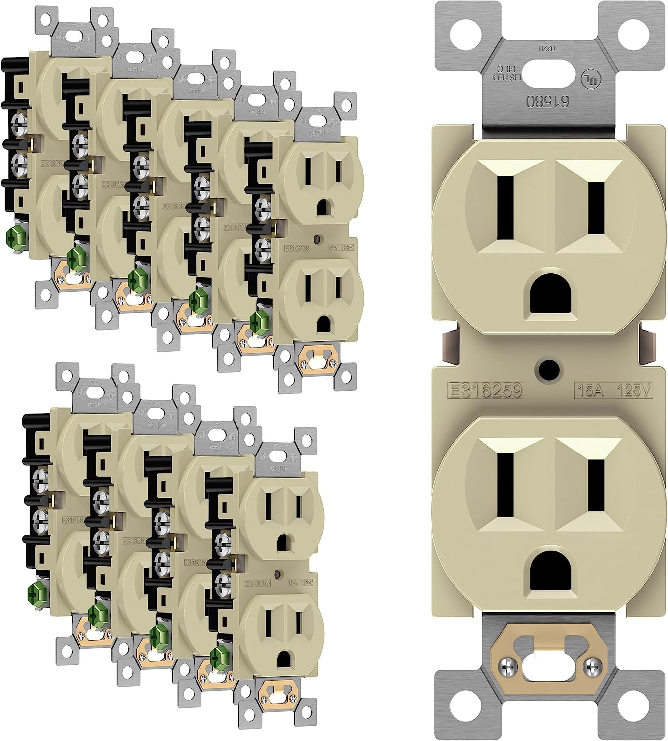 ENERLITES Duplex Receptacle Outlet, Residential Grade Electrical Wall ...