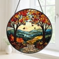 Colorful Butterfly Forest Path Window Hanging Stained Glass Suncatcher ...