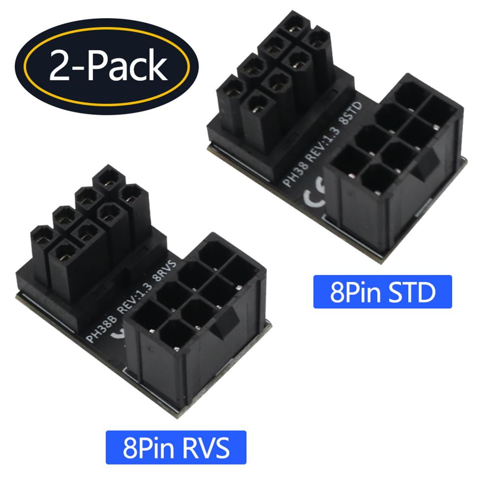 2x 180 Degree Angled Turning Connector Desktops GPU ATX 8 Pin Power ...