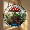 Frog on Stump Under Red Mushroom Stained Glass Suncatcher, Window ...