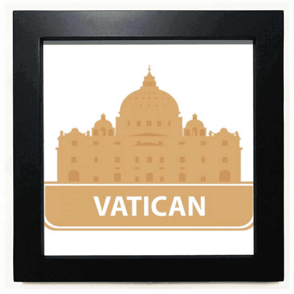 Vatican Yellow Landmark Pattern Black Square Frame Picture Wall ...