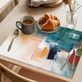 Abstract Art Cotton Linen Placemats Set of 2, Turquoise Orange Paint ...