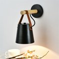 Modern Wood Metal Wall Sconce with Faux Leather Strap - Walmart.com