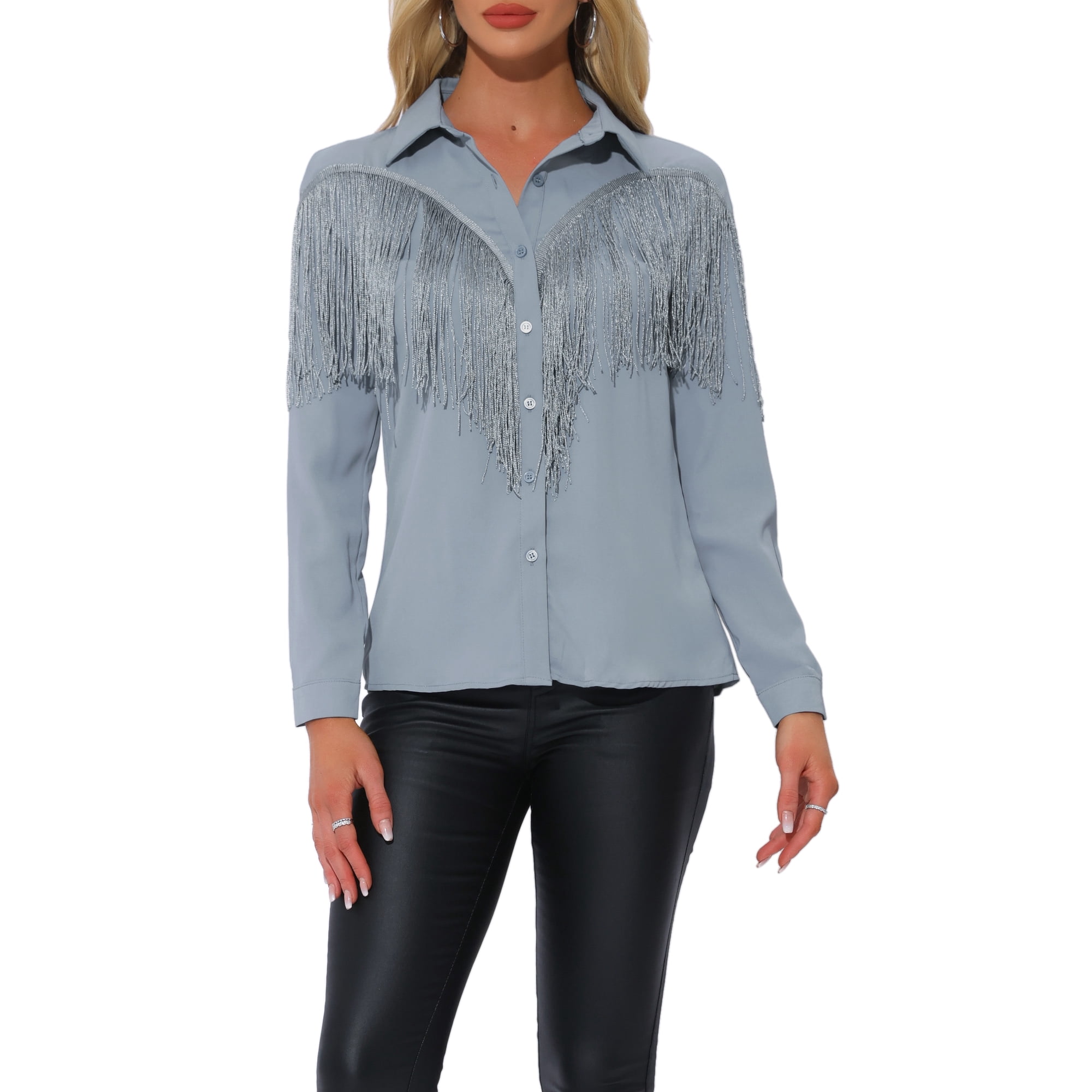 Click here for Inspire Chic Womens Fringe Shirts Long Sleeve Butt... prices