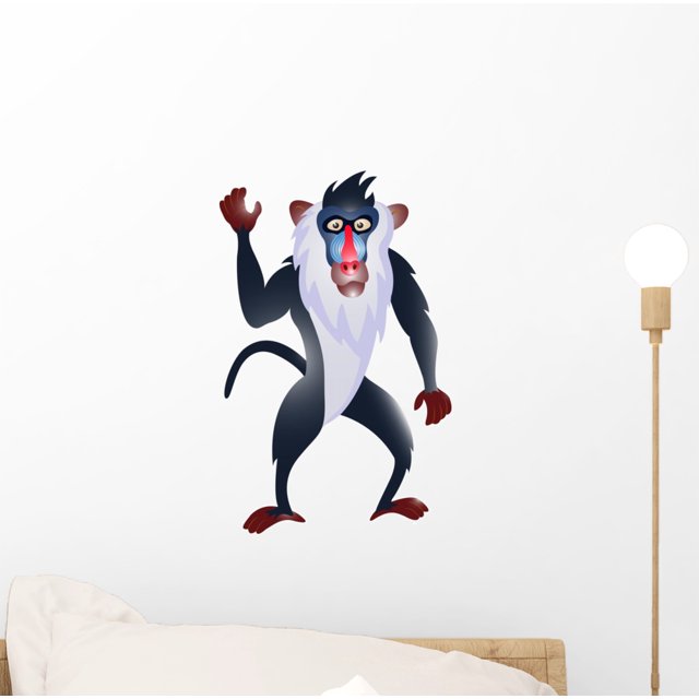 Baboon Cartoon Wall Decal by Wallmonkeys Peel and Stick Graphic (12 in ...