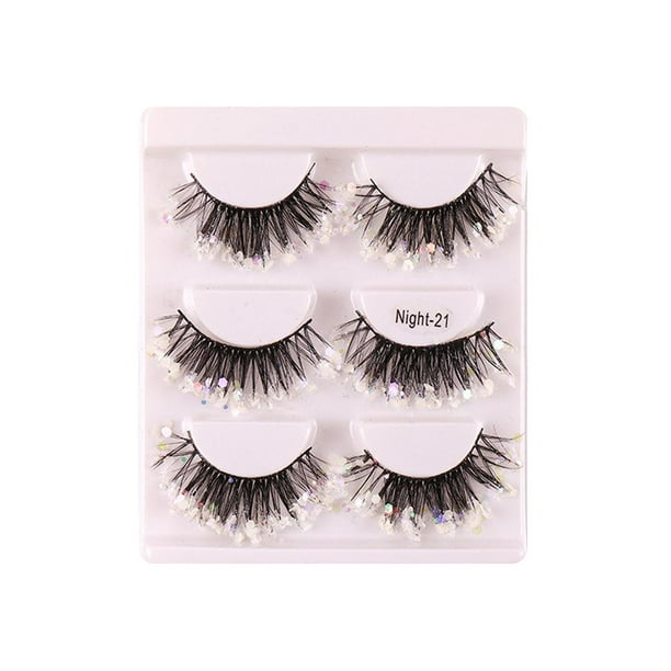 3 Pairs Luminous Sequin False Eyelashes, Dramatic Glitter Eyelashes ...