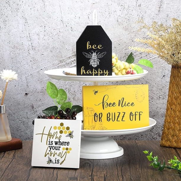 3 Pieces Honey Bee Tiered Tray Decors Bee Shelf Decor Bee Tiered Tray ...