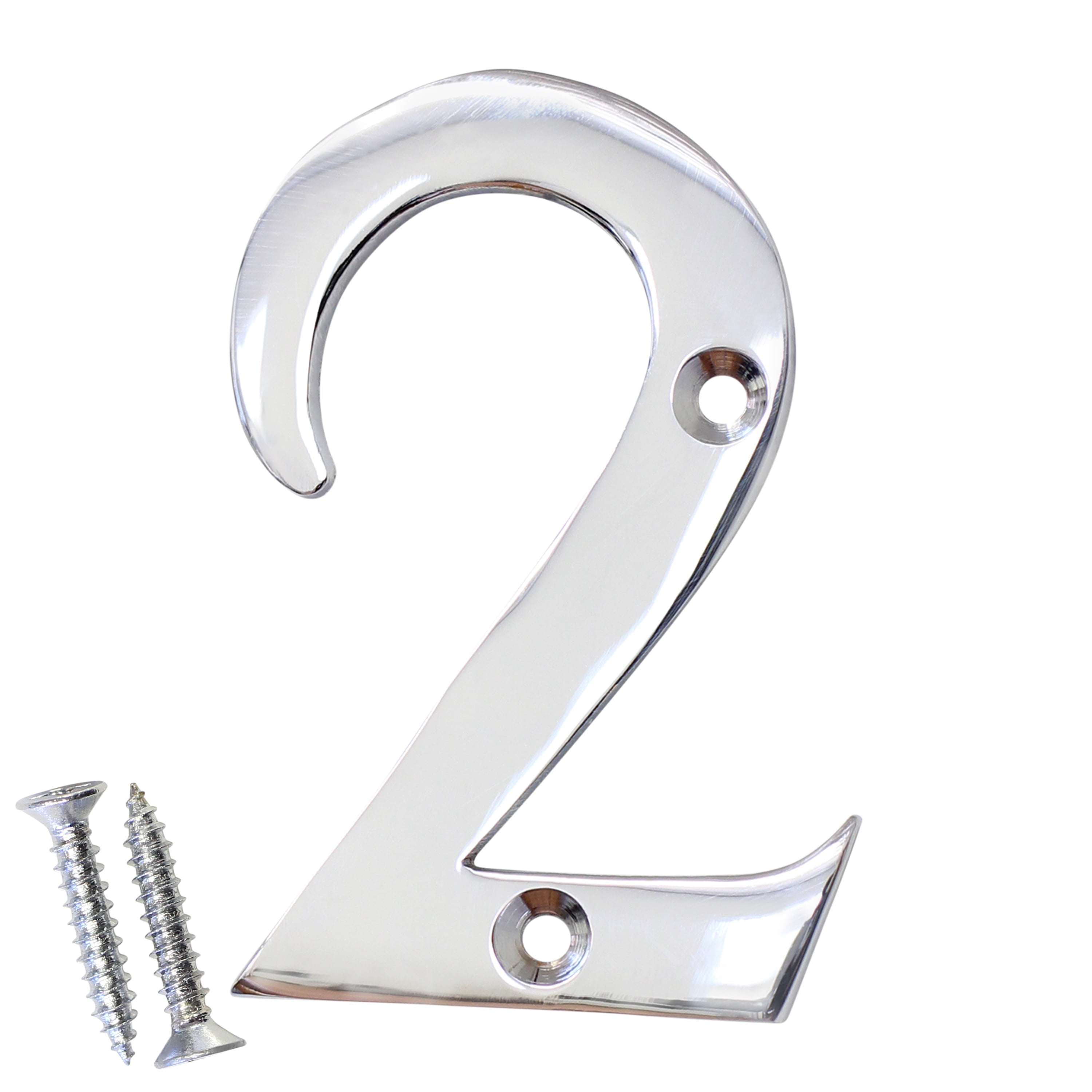 RCH Hardware NO-BR2270-75 Brass House Number, 3 Inch, Polished Chrome ...