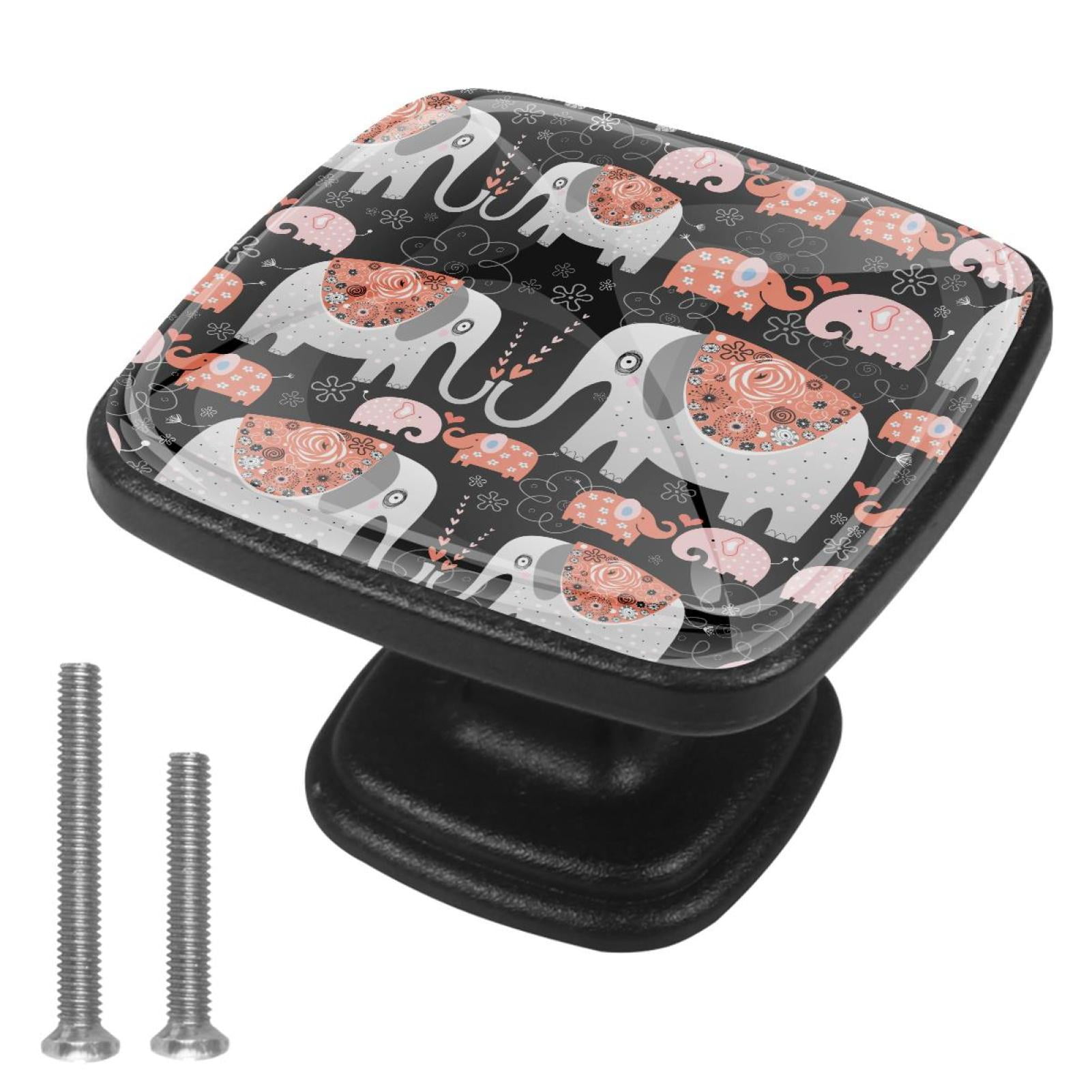 4 Pcs Cabinet Handle Drawer Pulls Elephant Knobs with Screws Square ...