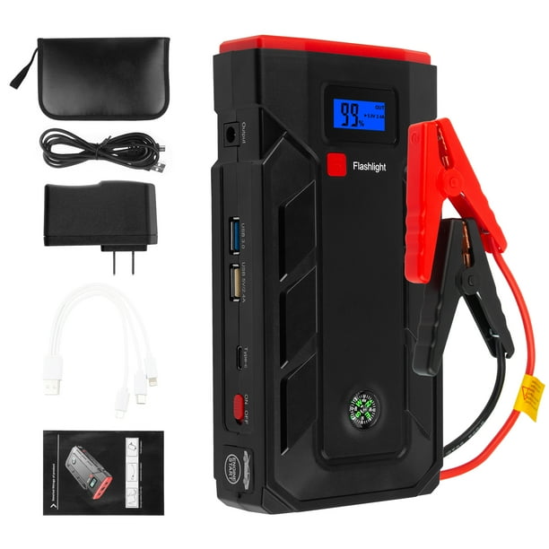 Car Jump Starter, 1000A Peak 99800mAh Portable Power Pack for Up to 6 ...