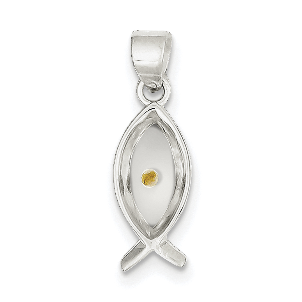 Sterling Silver Enameled with Mustard Seed Ithicus Fish Pendant ...