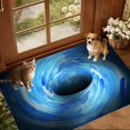 3D Optical Illusion Area Rug, Abstract Blue Vortex Swirl Carpet ...