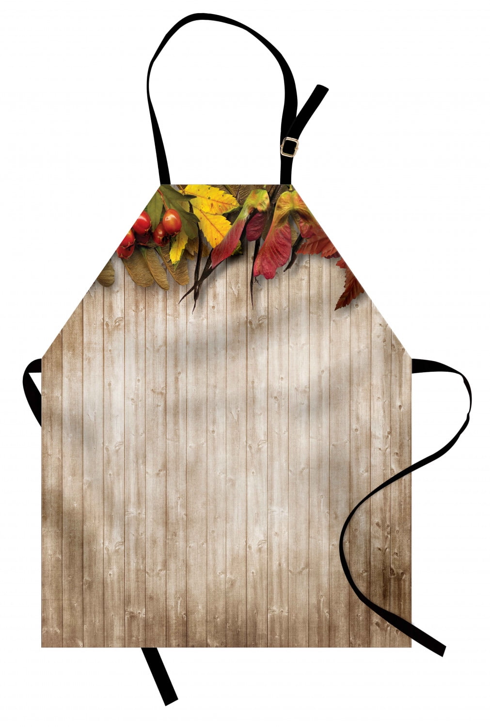 Fall Apron Autumn Leaves and Berries Border on Vintage Wooden ...