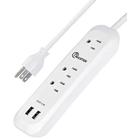 Power Strip Surge Protector Wall Outlet with USB Port 6FT Cord Straight ...