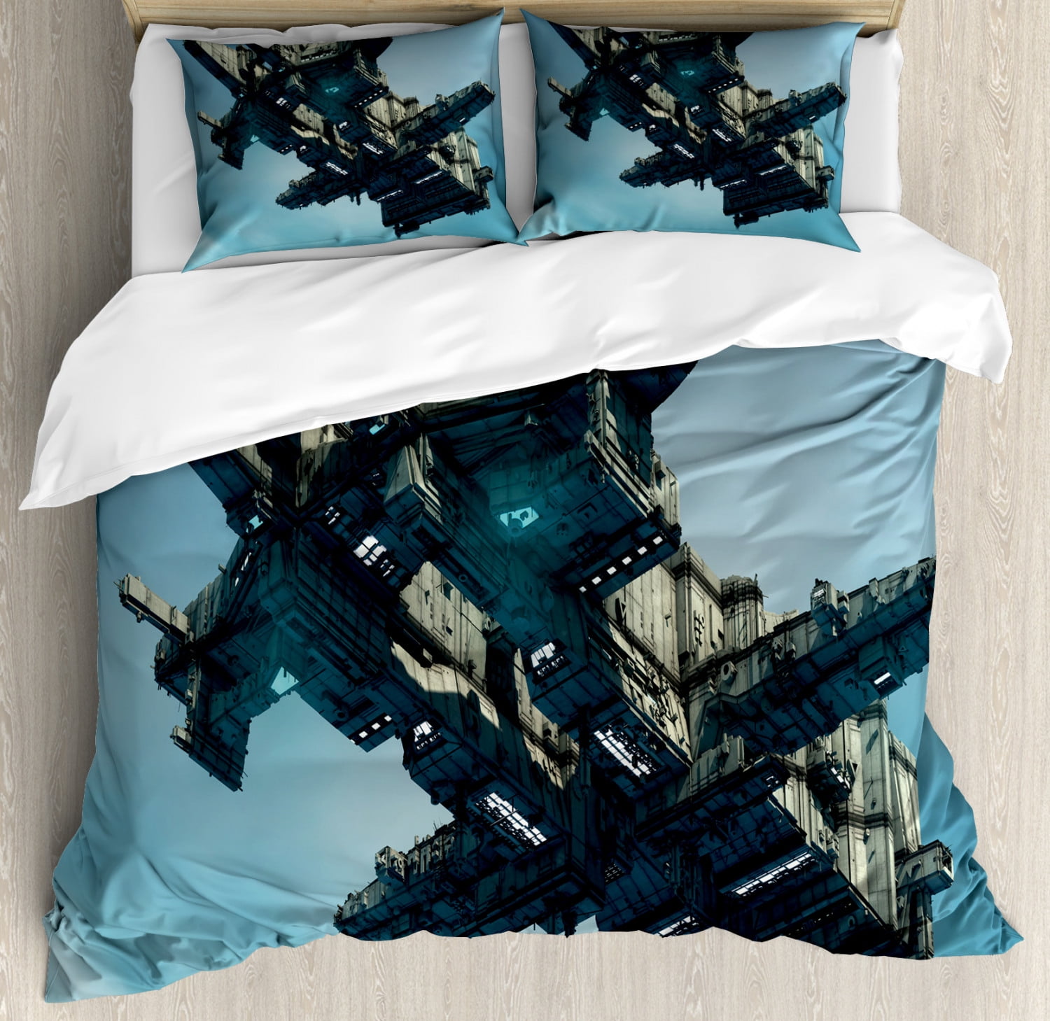Fantasy Duvet Cover Set King Size, Science Fiction Alien Ship ...
