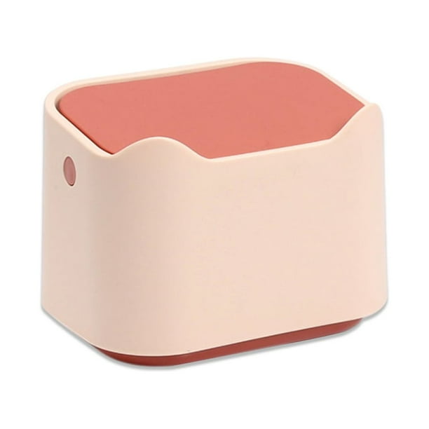 maskred Desk Waste Bin with Lid Double Layered Trash Can Portable Cute ...