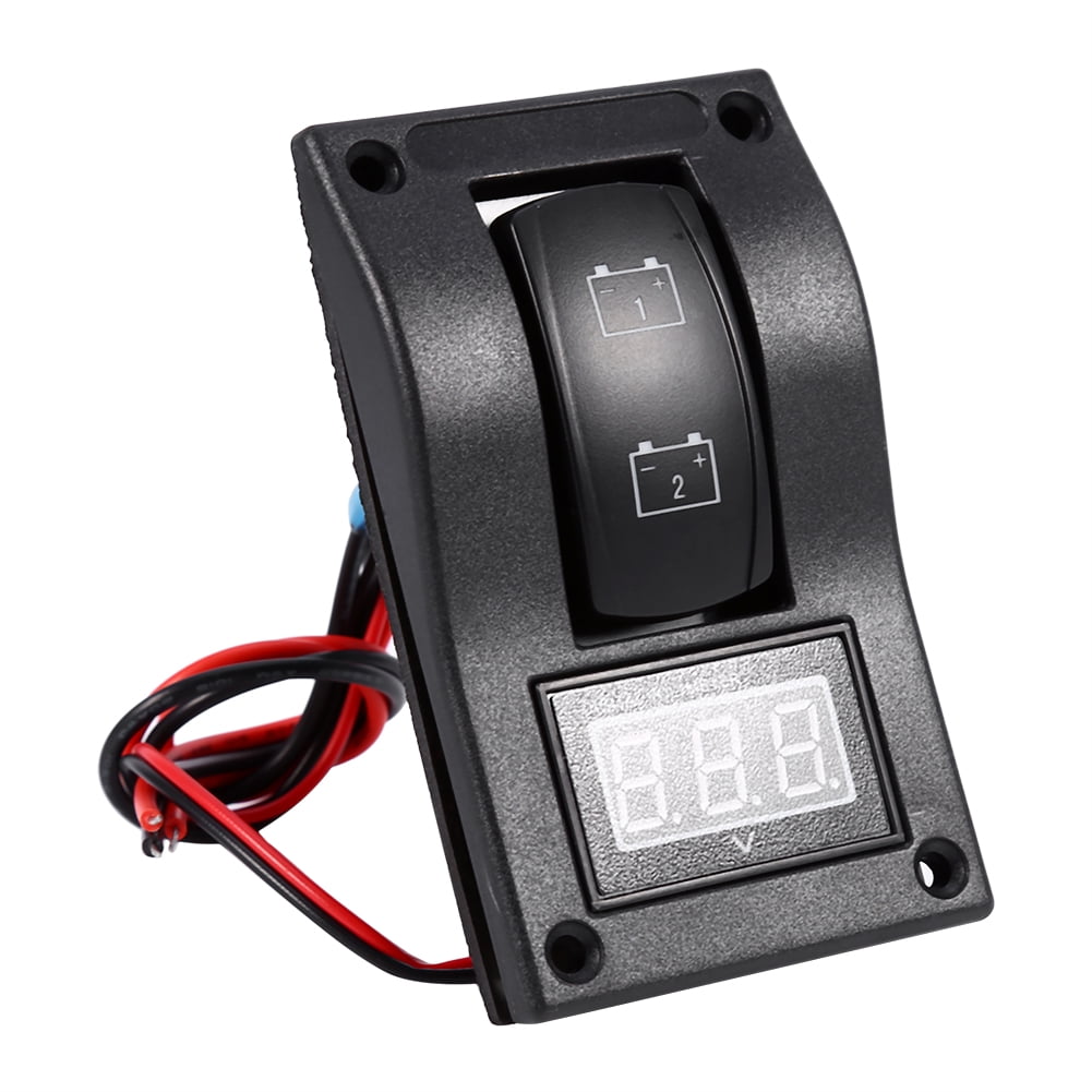 Gegong 12V DC Marine Boat Voltmeter LED Dual Battery Test Panel Rocker ...