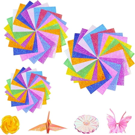 Origami Paper, 150 Sheets Shiny Single Sided Paper Holographic Paper ...