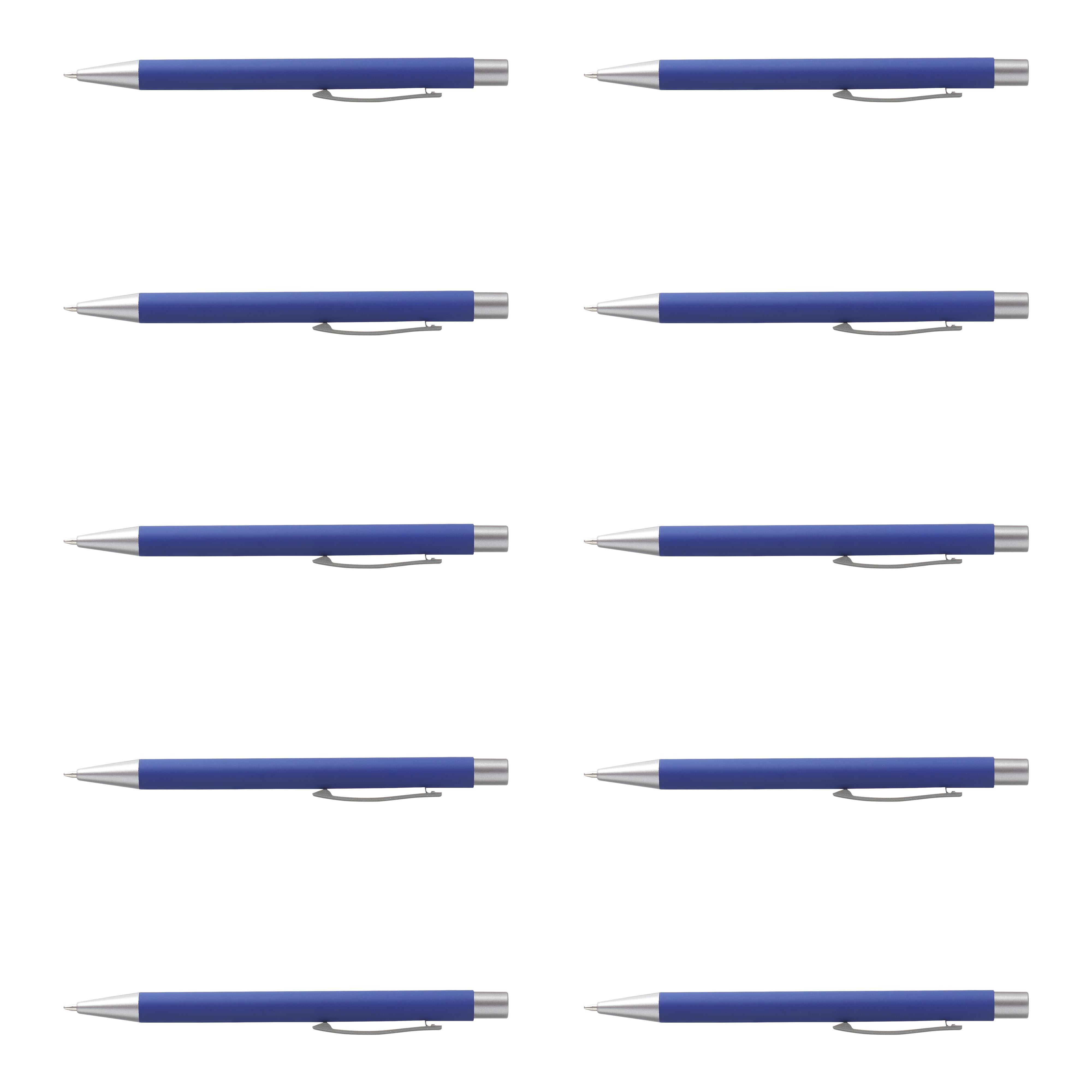 10 Cordova Rubber Coated Metal Pens Pack - Smooth Writing, Push Action ...