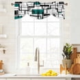 Abstract Squares Tie Up Valance Curtains Green Gray Geometric Line ...