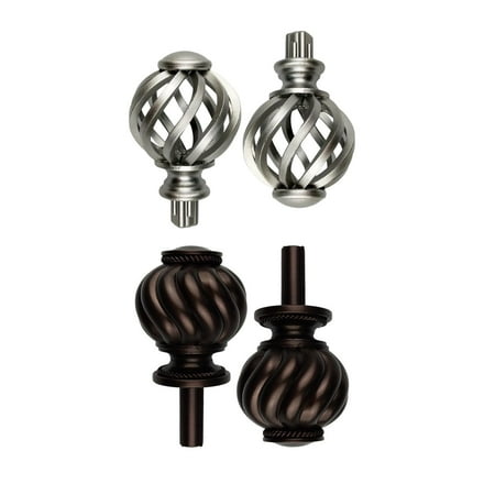 4pcs Curtain Rod Ends Finials Replacement 3/4 inch Window Pole Ends ...