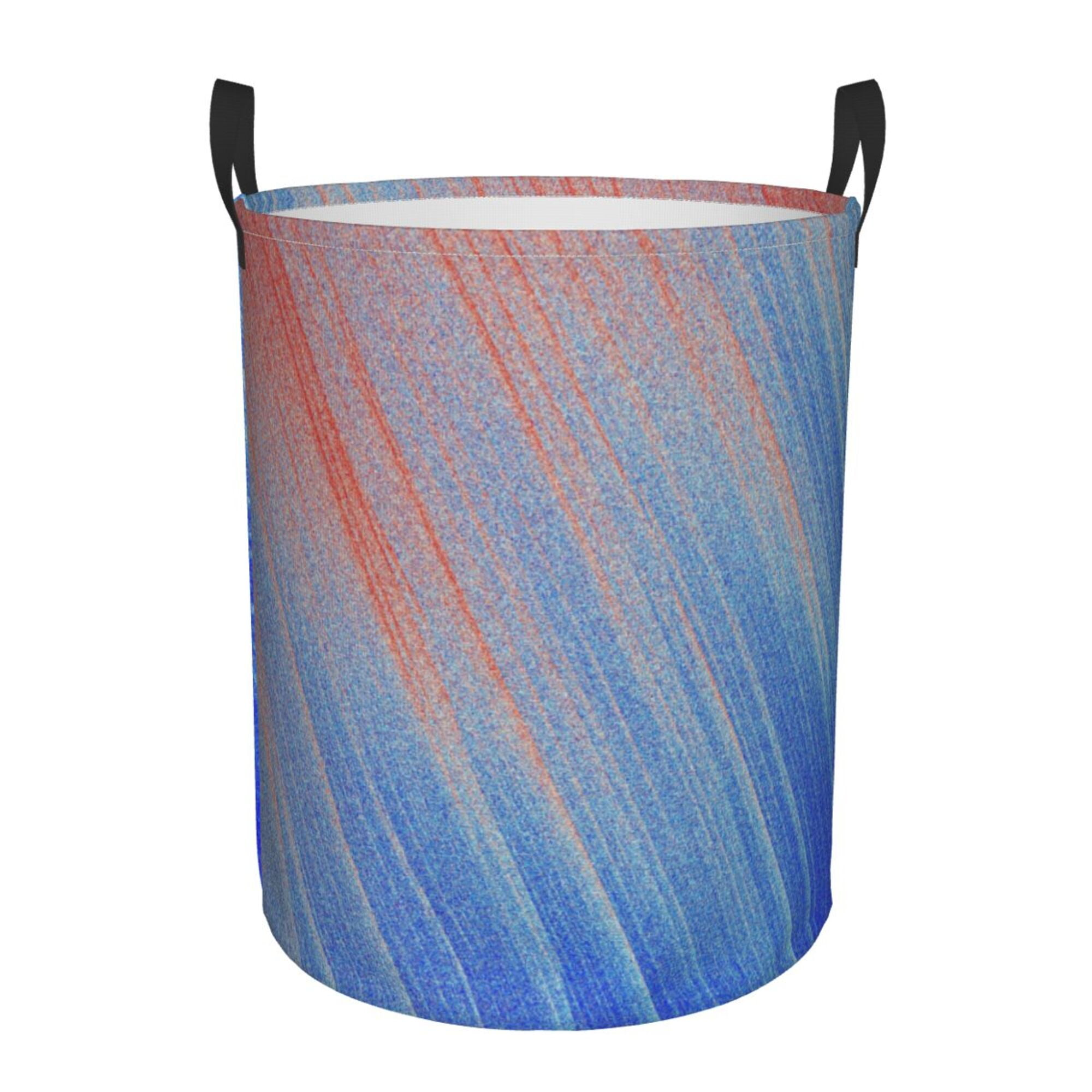 XMXY Round Laundry Basket Organizer, Blue Glow Waterproof Collapsible ...