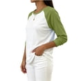 Htigea Women's Long Sleeve Raglan Shirts Trendy Color Block Crewneck ...