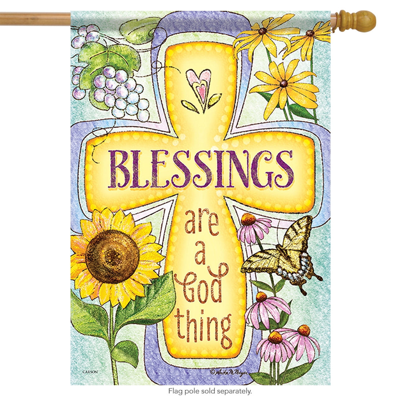 Blessing Cross Inspirational House Flag Floral Flower Religious Spring ...