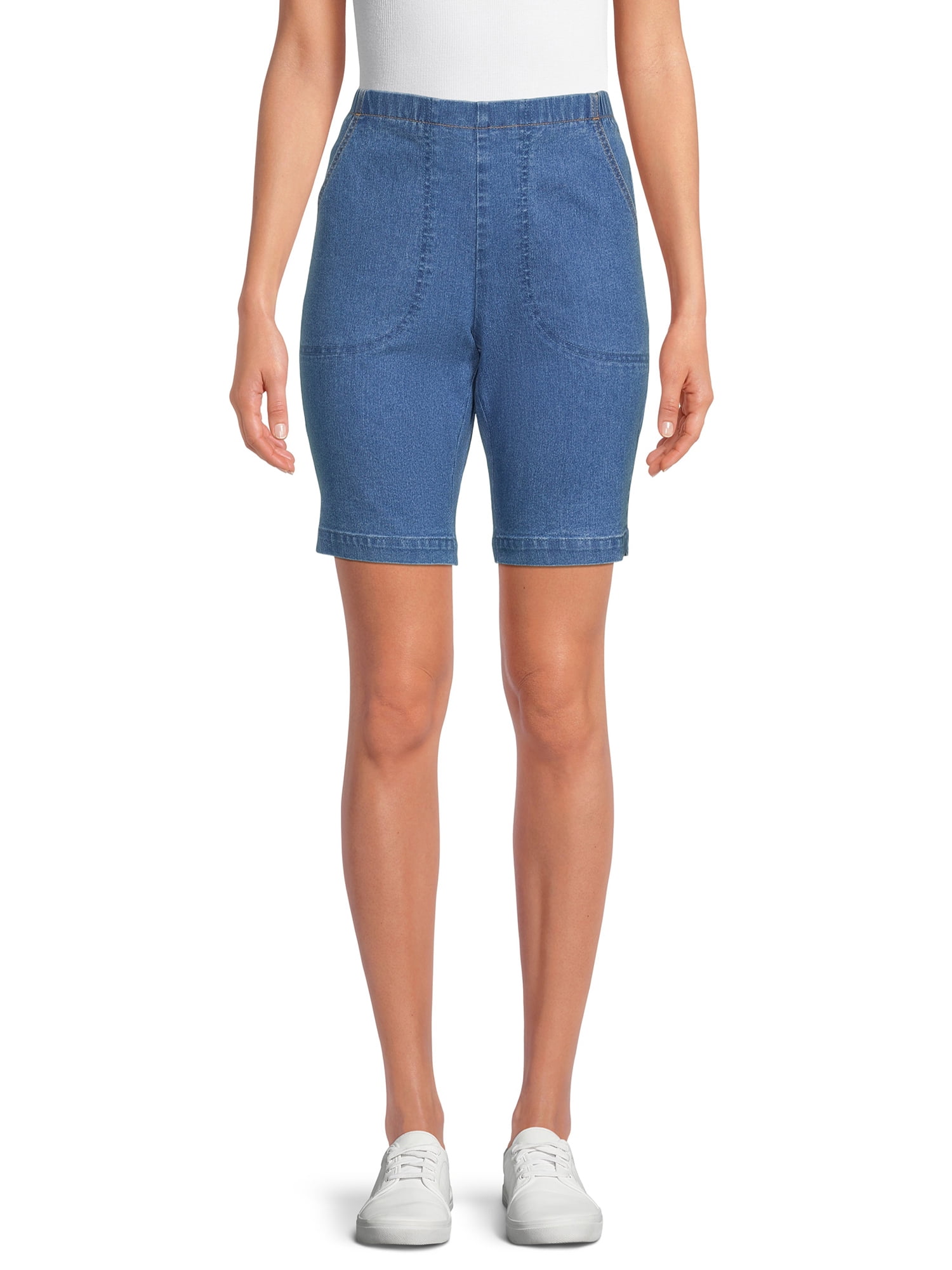 RealSize Women's 2-Pocket Pull On Stretch Shorts, Available in Petite ...