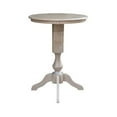 Solid Wood 30" x 30" Round Pedestal Dining Table in Washed Gray Taupe ...