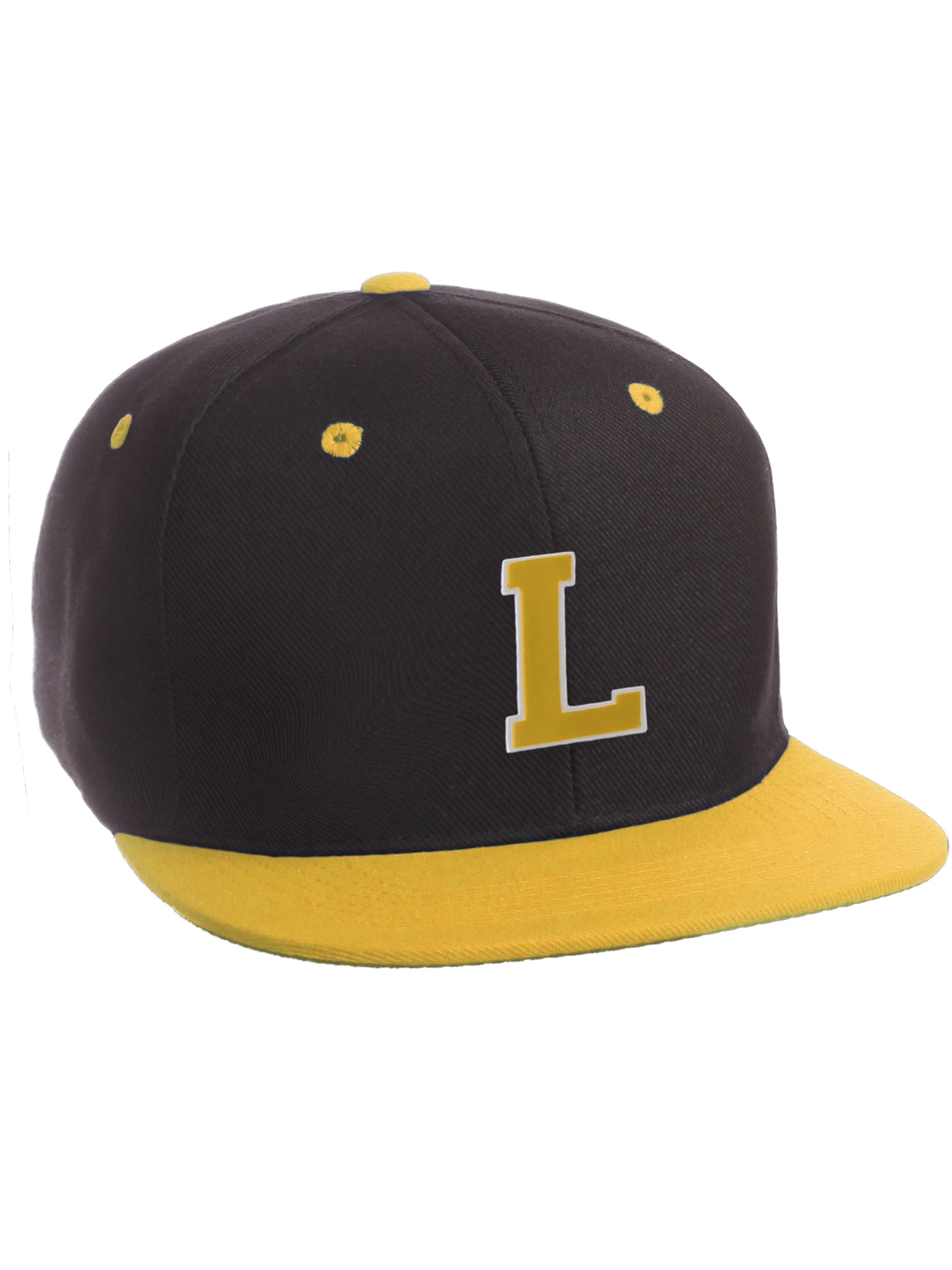 Classic Snapback Hat Custom A to Z Initial Letters, Black Gold Cap ...