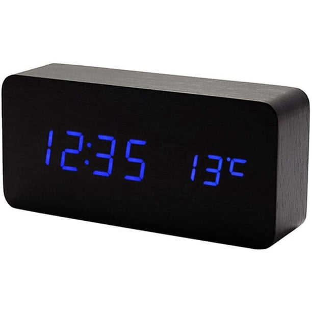 Wooden Digital Clock - Multifunction LED Alarm Clock with Time/Date ...