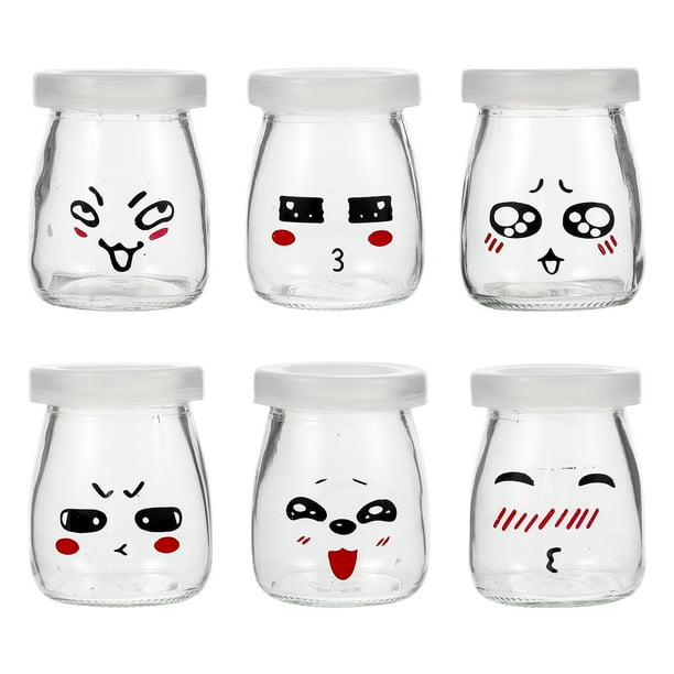6pcs Glass Pudding Bottles Large-caliber Jam Jars Yogurt Bottles ...
