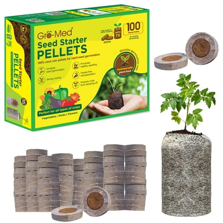 Gro-Med Organic Coco Coir Seed Starter Pellets NPK Enriched 100 Pcs ...