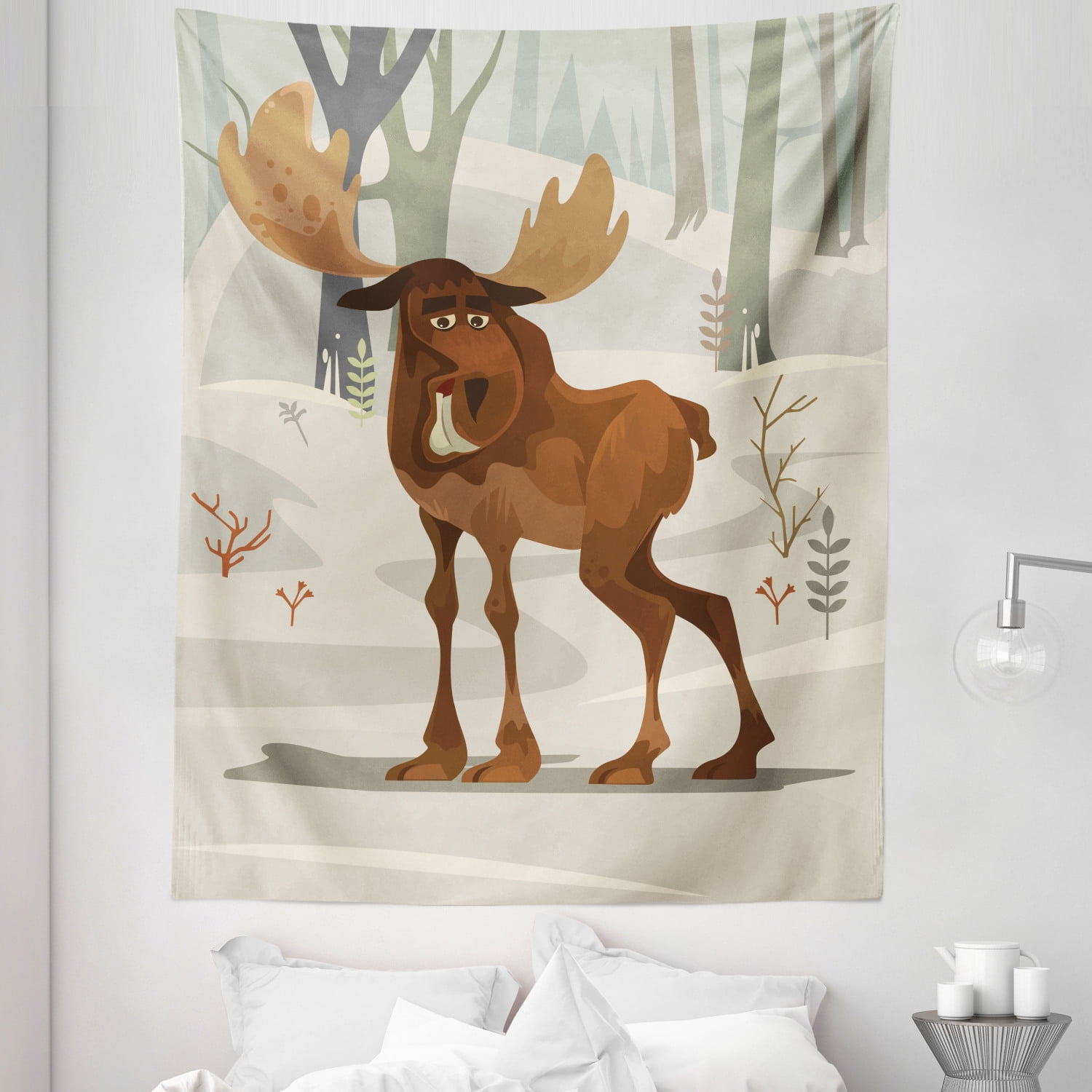 Northwoods Tapestry, Happy Smiling Elk Mascot Character Walking in the ...
