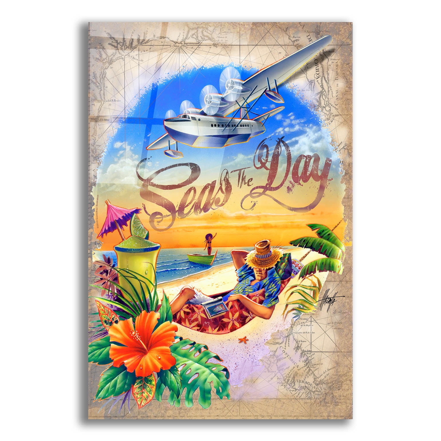 Epic Art 'Seas Day' by James Mazzotta, Acrylic Glass Wall Art, 12"x16 ...
